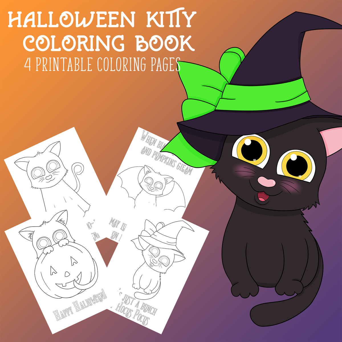 halloween kitten coloring sheet